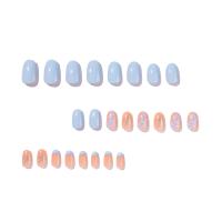 China Long Almond Pattern Press On Nails Glossy Star Design Reusable for sale