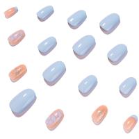 China Long Almond Pattern Press On Nails Glossy Star Design Reusable for sale