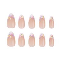 China 24Pcs French Tip Press On Nails Glossy Flower Design False Nails French Tips for sale
