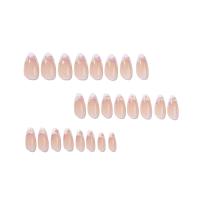 China 24Pcs French Tip Press On Nails Glossy Flower Design False Nails French Tips for sale