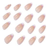 China 24Pcs French Tip Press On Nails Glossy Flower Design False Nails French Tips for sale