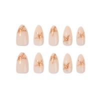 China Long Almond Pattern Artifical Nails Star Design 24 Pcs Long Lasting Wear for sale