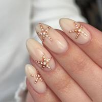 China Long Almond Pattern Artifical Nails Star Design 24 Pcs Long Lasting Wear for sale