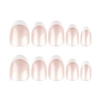 China Luxury White Gitter French Tip Fake Nails Quick Application And Removal for sale