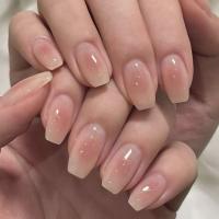 China CE Glossy Surface Pink Ombre Fake Nails Natural Blush Effect for sale