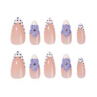 China 3D Design Long Almond French Tip False Nails Flower Private Label Service for sale