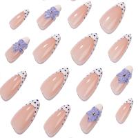 China 3D Design Long Almond French Tip False Nails Flower Private Label Service for sale