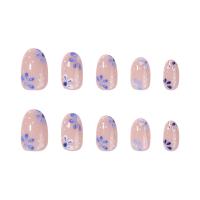 China Medium Almond Flower Design Pattern Press On Nails Gentle On Natural Nails for sale
