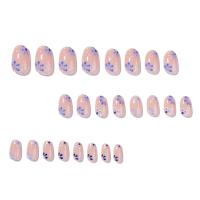 China Medium Almond Flower Design Pattern Press On Nails Gentle On Natural Nails for sale