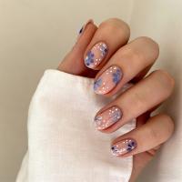 China Medium Almond Flower Design Pattern Press On Nails Gentle On Natural Nails for sale