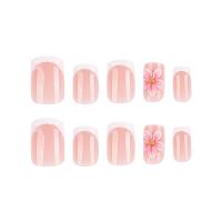 China Medium Square 3D False Nails Flower Design No Nail Salon Visit Needed for sale