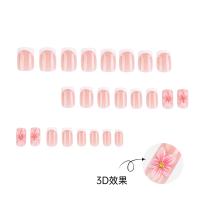 China Medium Square 3D False Nails Flower Design No Nail Salon Visit Needed for sale