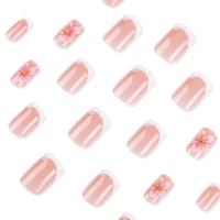 China Medium Square 3D False Nails Flower Design No Nail Salon Visit Needed for sale