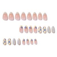 China Flower Design Long Almond Press On Nails Gentle On Natural Nails for sale
