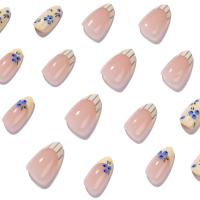 China Flower Design Long Almond Press On Nails Gentle On Natural Nails for sale