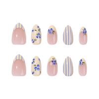 China Flower Design Long Almond Press On Nails Gentle On Natural Nails for sale