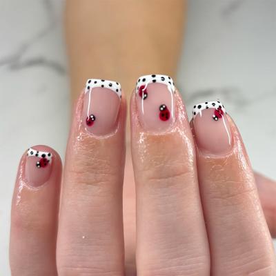 China Medium Square Polka Dot Design Pattern Flase Nails Instant Manicure for sale