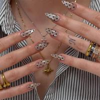 China ABS Dot Design On Nails FDA Long Almond Nails Long Lasting Wear for sale