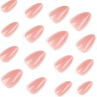 China Minimalist Solid Color Fake Nails Glossy Medium Almond Fake Nails for sale