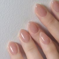 China Minimalist Solid Color Fake Nails Glossy Medium Almond Fake Nails for sale