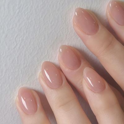 China Minimalist Solid Color Fake Nails Glossy Medium Almond Fake Nails for sale