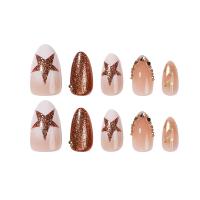 China Long Almond Star Finish 3D Artifical Nails 24pcs Easy To Apply for sale