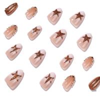 China Long Almond Star Finish 3D Artifical Nails 24pcs Easy To Apply for sale