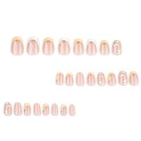 China Gilded Design Long Almond Nails Pattern Press On Nails Flower 24pcs for sale
