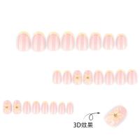 China FDA Long Almond Shaped Nails 24pcs Yellow French Tip 3D Nails for sale