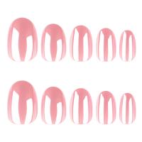 China Oval Pink Holographic Fake Nails Medium Press On Holographic Nails for sale