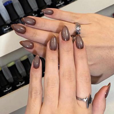 China FDA Ombre Artificial Nails Almond Ombre French Press On Nails for sale