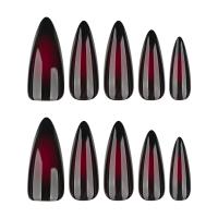 China Stiletto Glossy Finish Long Almond Ombre Nails Gradient Fake Nails for sale