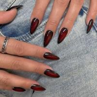 China Stiletto Glossy Finish Long Almond Ombre Nails Gradient Fake Nails for sale