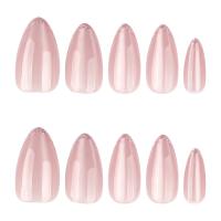 China Long Almond Gitter Finish French Tip Press On Nails Private Label Service for sale