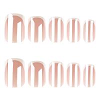 China Medium Square Glossy Finish French Tip Press On Nails Easy To Apply for sale