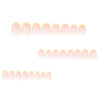 China Medium Almond Yellow French Tip Artifical Nails No Nail Damage for sale