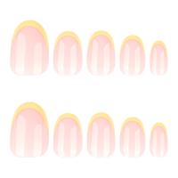 China Medium Almond Yellow French Tip Artifical Nails No Nail Damage for sale