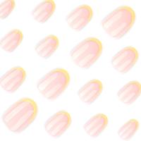 China Medium Almond Yellow French Tip Artifical Nails No Nail Damage for sale