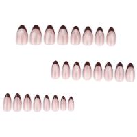 China Long Almond French Tip Press On Nails Cat Eye No Nail Salon Visit Needed for sale