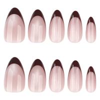 China Long Almond French Tip Press On Nails Cat Eye No Nail Salon Visit Needed for sale