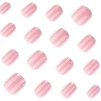 China Short Square Gitter Finish French Tip Artifical Nails No Nail Salon Visit Needed for sale