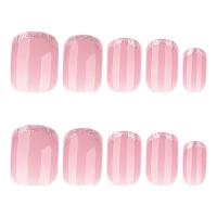 China Short Square Gitter Finish French Tip Artifical Nails No Nail Salon Visit Needed for sale