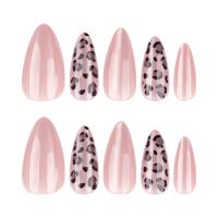 China Leopard Cat Eyes Press On Nails Hypoallergenic Almond Shape Long Nails for sale