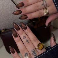 China Glossy Design Holiday Fake Nails Long Almond 24pcs Holiday Nails Press On for sale