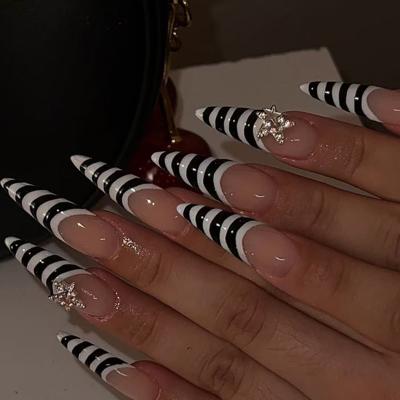 China Stiletto French Fake Nails Private Label French Manicure False Nails for sale