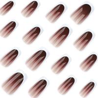 China Long Coffin Ombre Finish French Tip Artifical Nails Factory Direct for sale