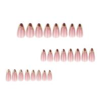 China Almond Long French Tip Nails Gilded Finish Standard Fake Nails French Tip for sale