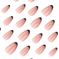 China Gilded Almond French Tip Nails Long FDA Leopard French Manicure Nails Long for sale
