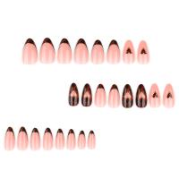 China Almond Gilded French Tip Artificial Nails Leopard French Manicure Long Nails for sale