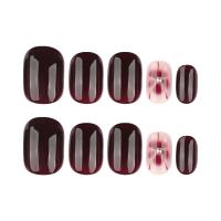 China Glossy Finish Holiday Artificial Nails Private Label Short Square Fake Nails for sale